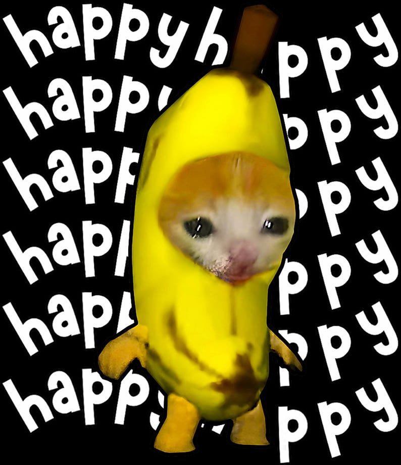 File PNG Happy Banana Cat Meme Bananacat Happy Kitty Cat Lovers Meme ...
