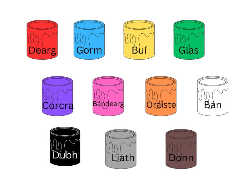 Color Charts in Irish and English - Etsy