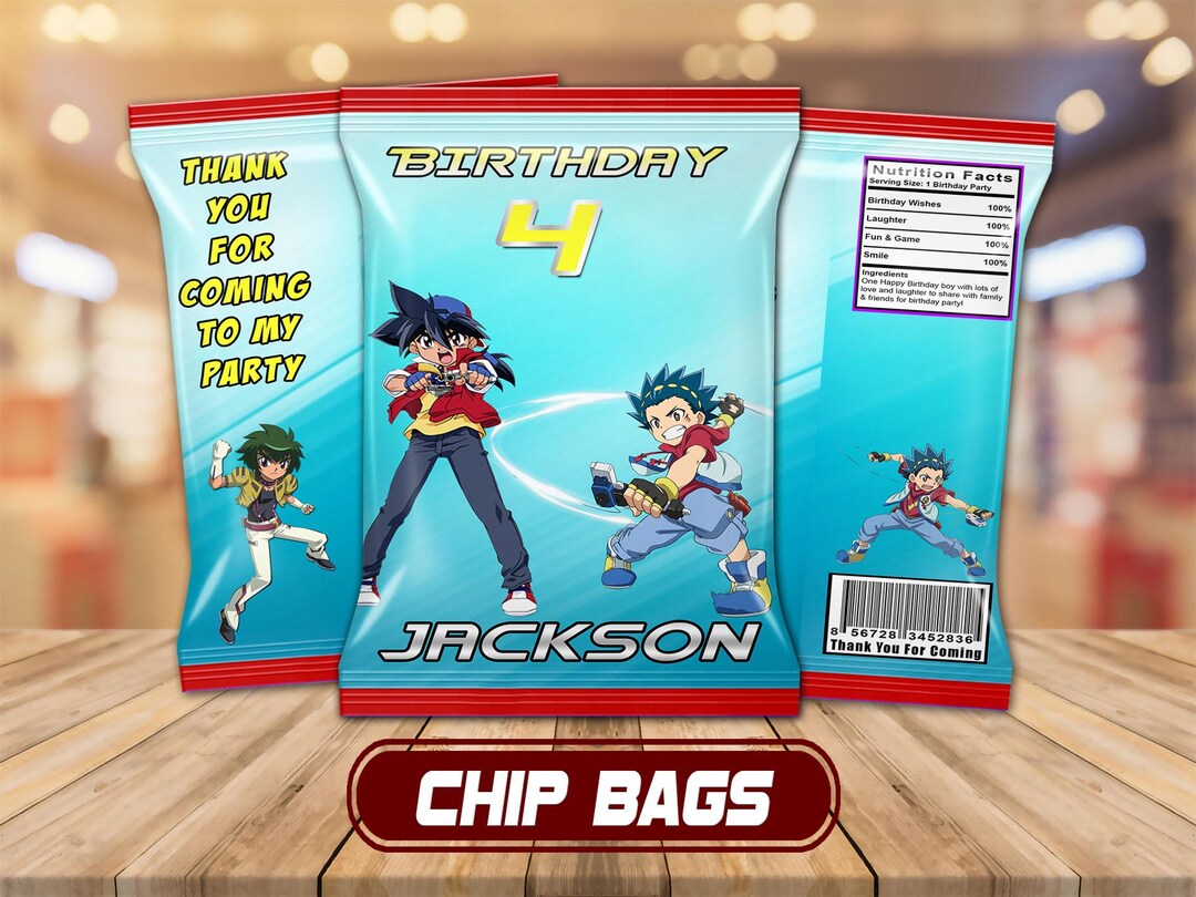 Beyblade Chip Bag, Beyblade Printable Chip Bag, Beyblade Favor Bag ...