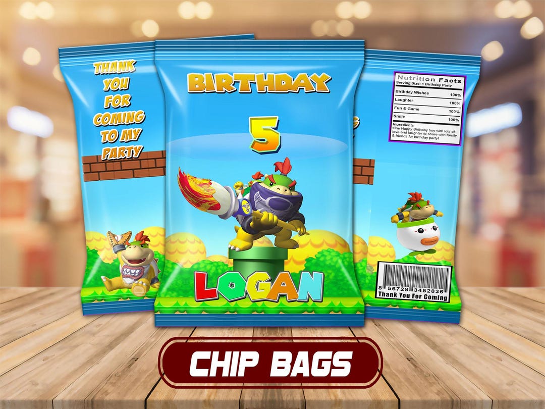 Bowser Jr Chip Bag, Bowser Jr Printable Chip Bag, Bowser Jr Favor Bag ...
