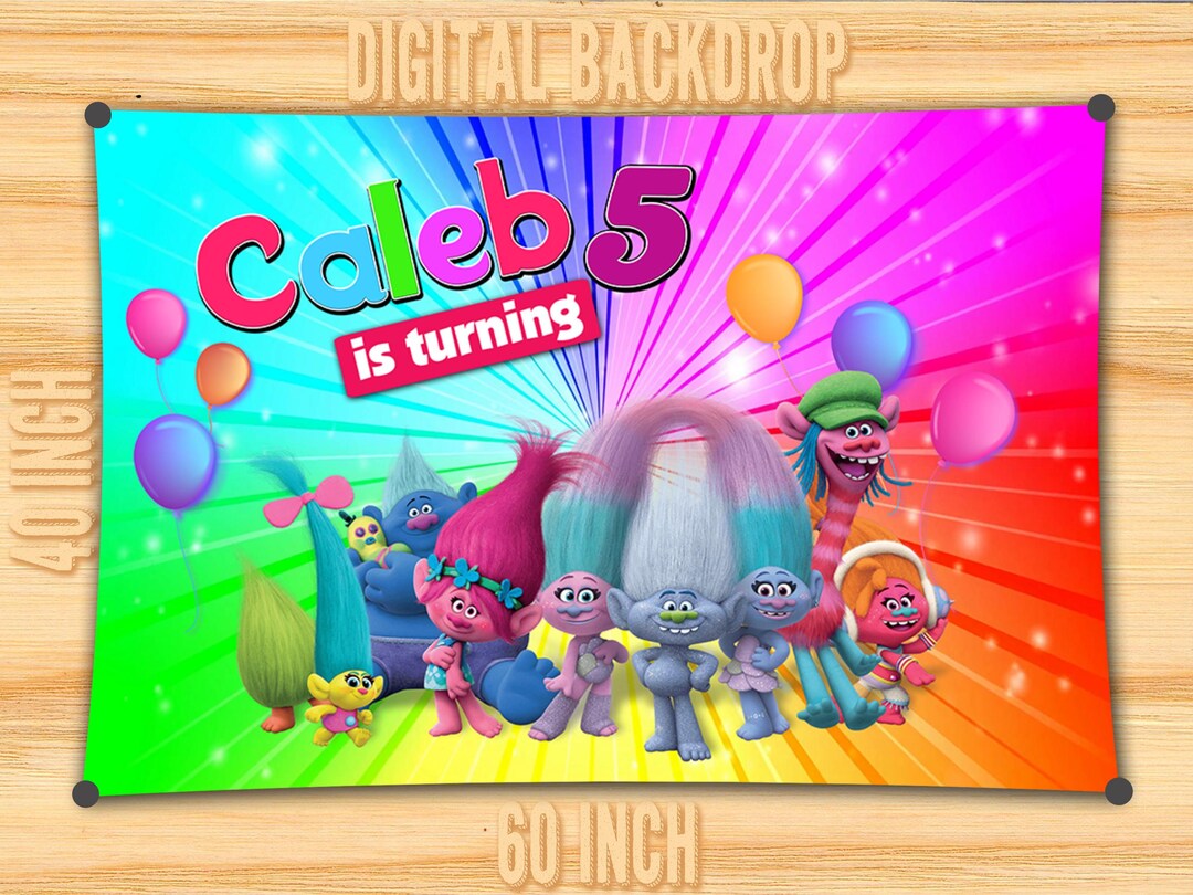 Trolls Backdrop, Trolls Printable Backdrop Birthday, Trolls Banner ...