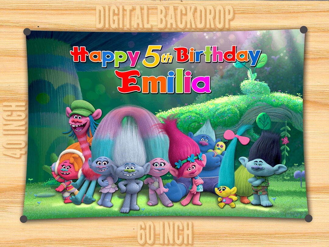 Trolls Backdrop, Trolls Printable Backdrop Birthday, Trolls Banner ...