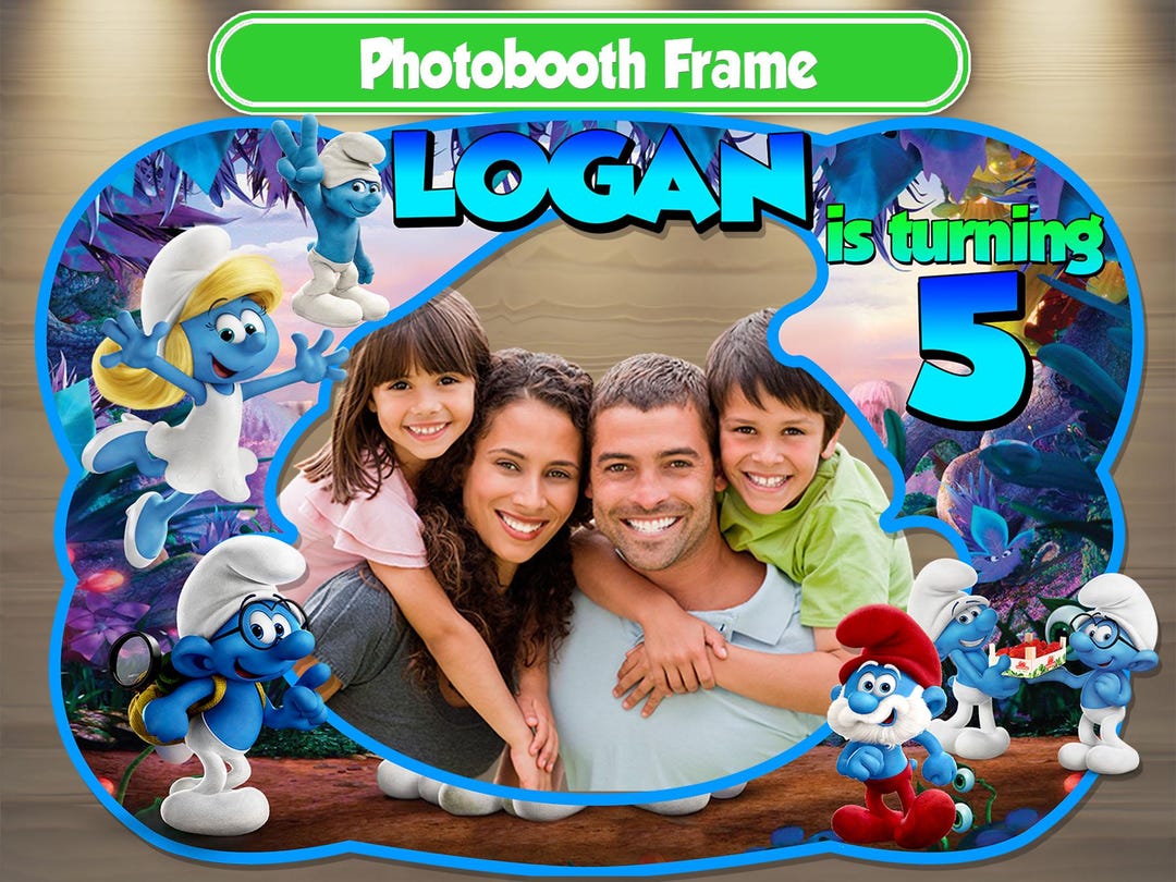 Smurf Photobooth, Smurf Photo Booth Frame, Smurf Photobooth Backdrop ...