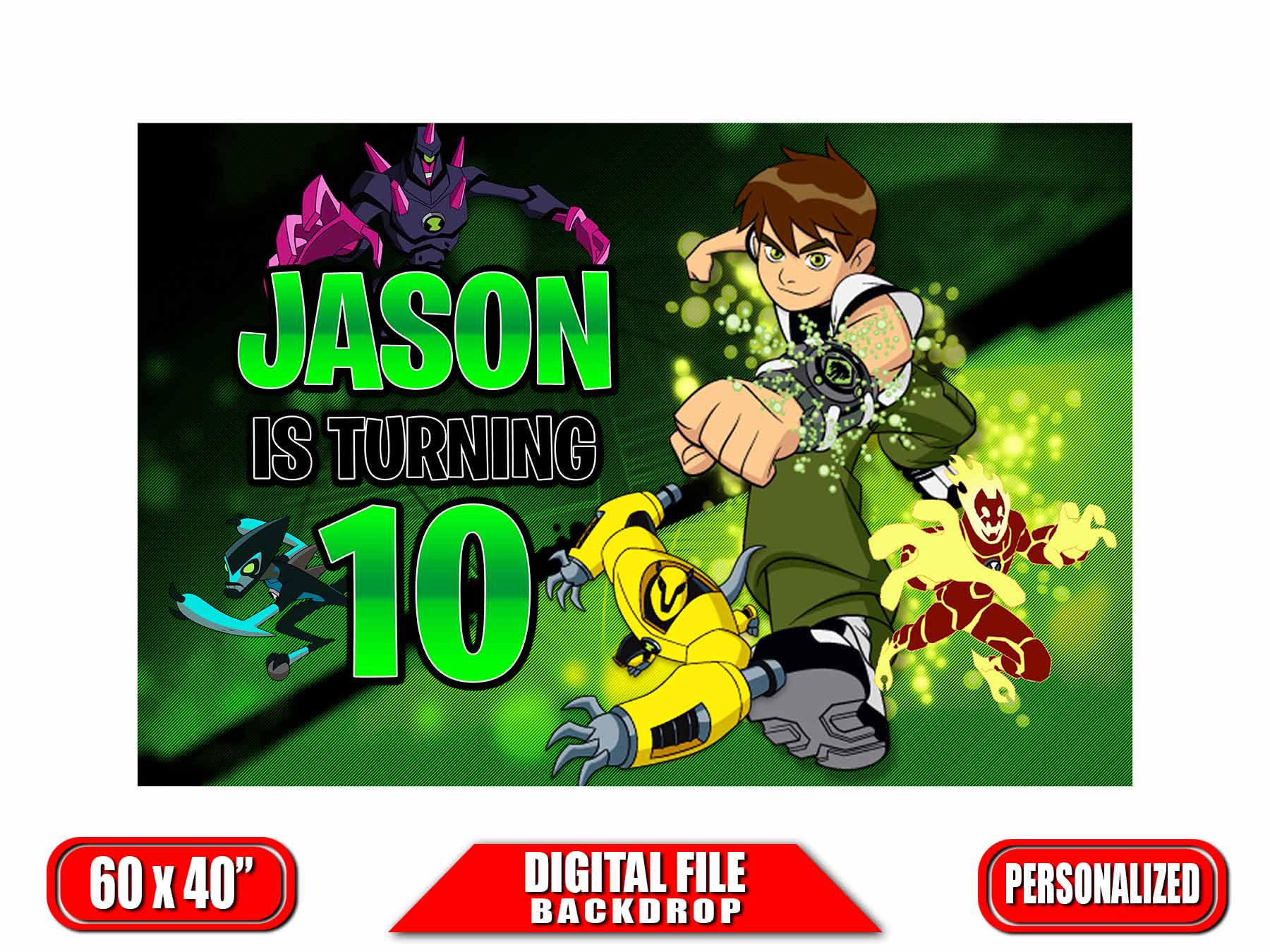 Ben 10 Backdrop, Ben 10 Printable Backdrop Birthday, Ben 10 Banner ...