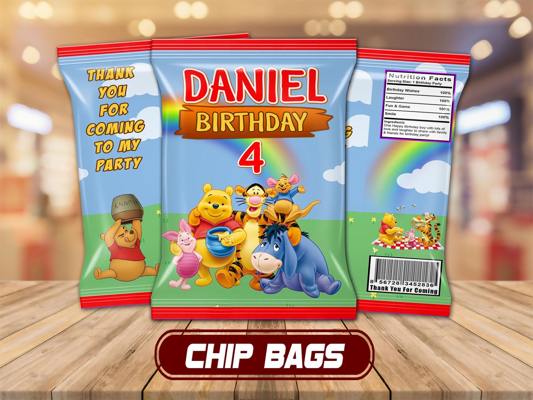 Winnie the Pooh Chip Bag, Winnie the Pooh Printable Chip Bag, Winnie ...
