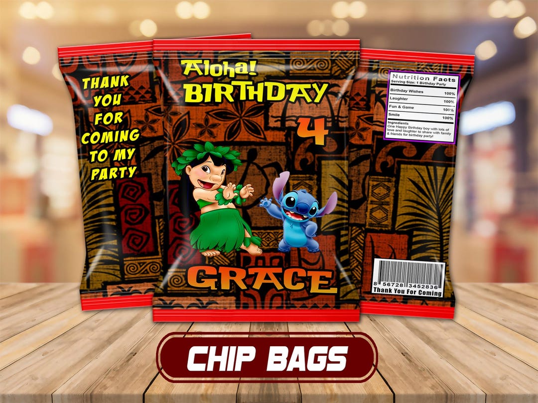 Lilo and Stitch Chip Bag, Lilo and Stitch Printable Chip Bag, Lilo and ...