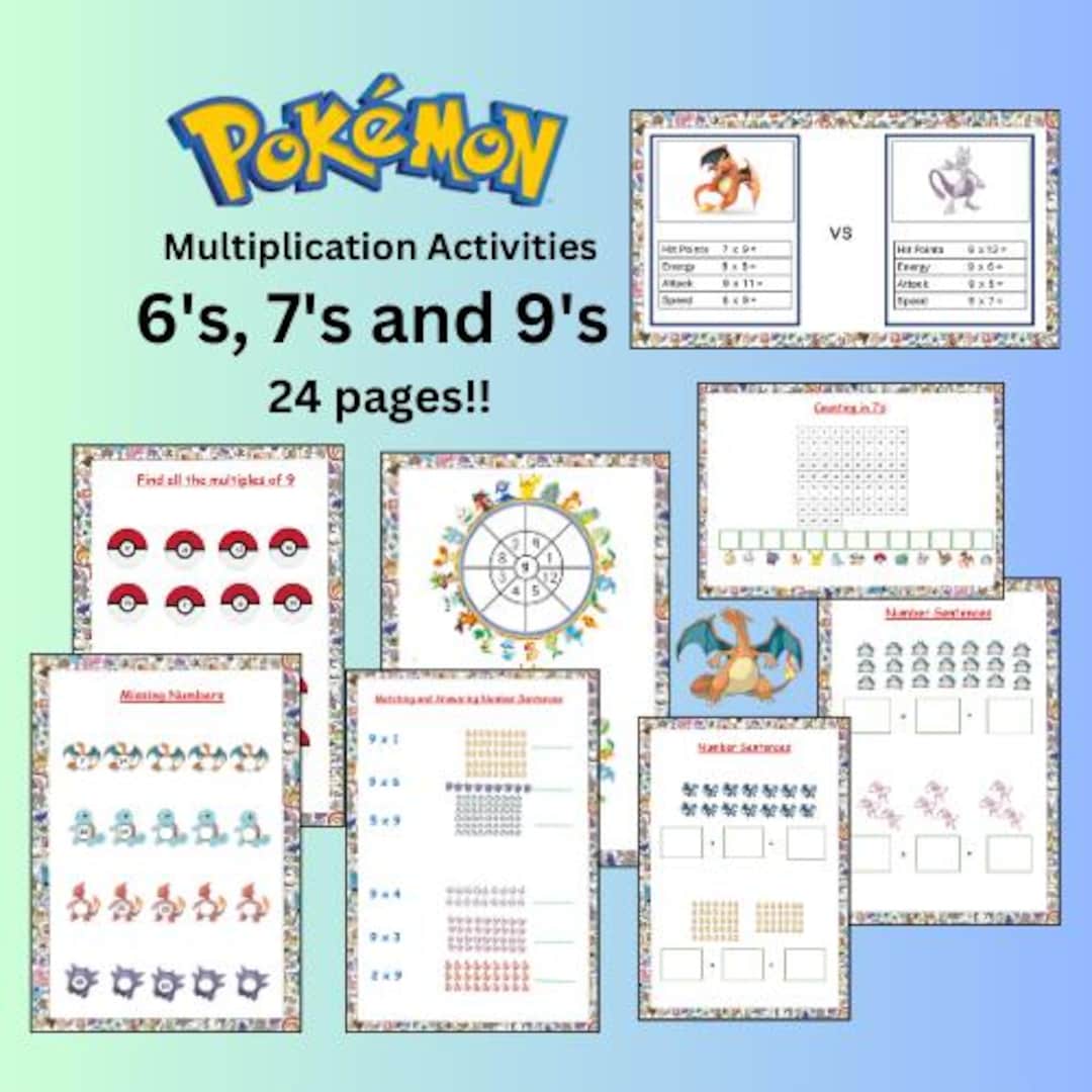 Pokemon Multiplication Times Tables, Worksheets, Digital Download ...
