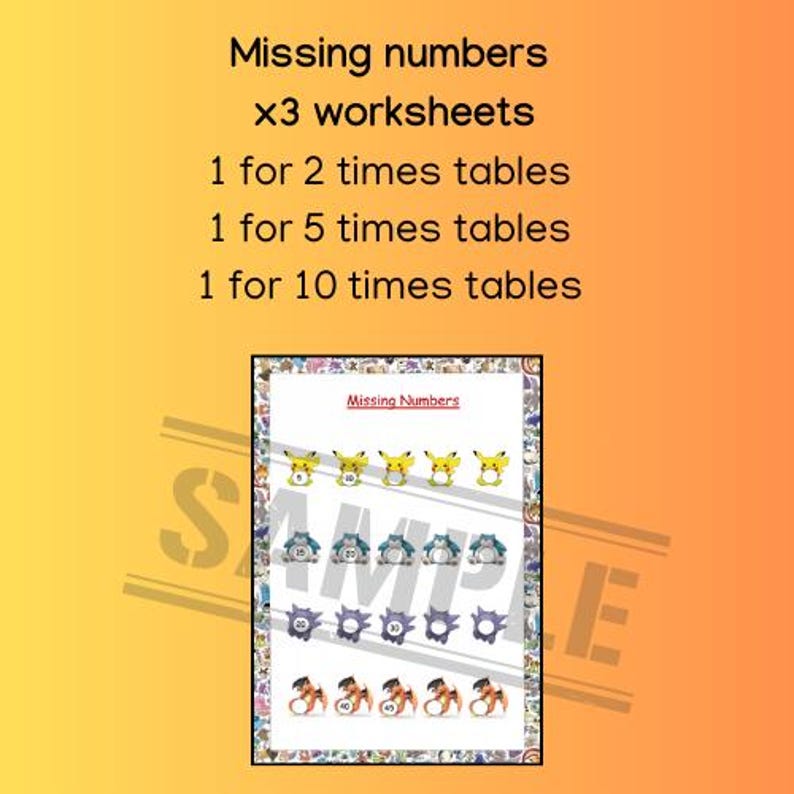 Pokemon Multiplication Times Tables, Worksheets, Digital Download ...