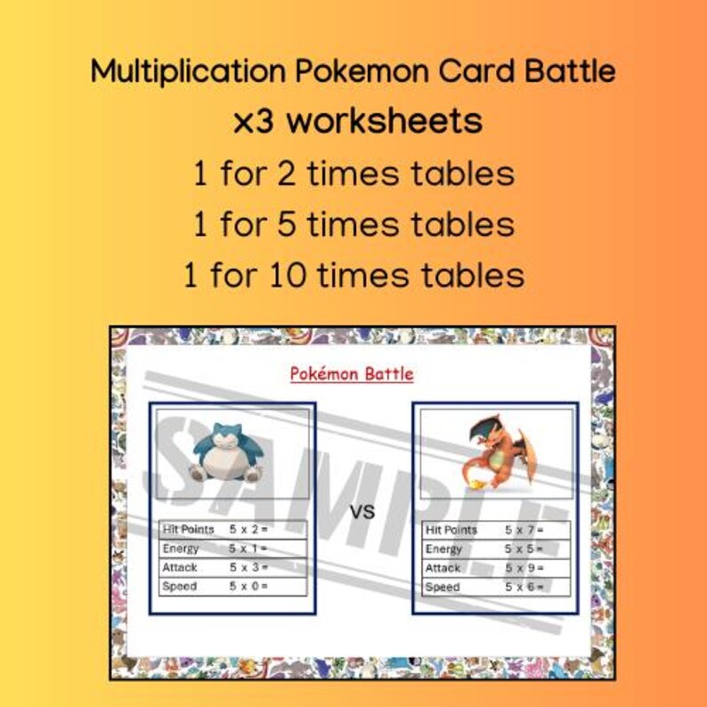 Pokemon Multiplication Times Tables, Worksheets, Digital Download ...