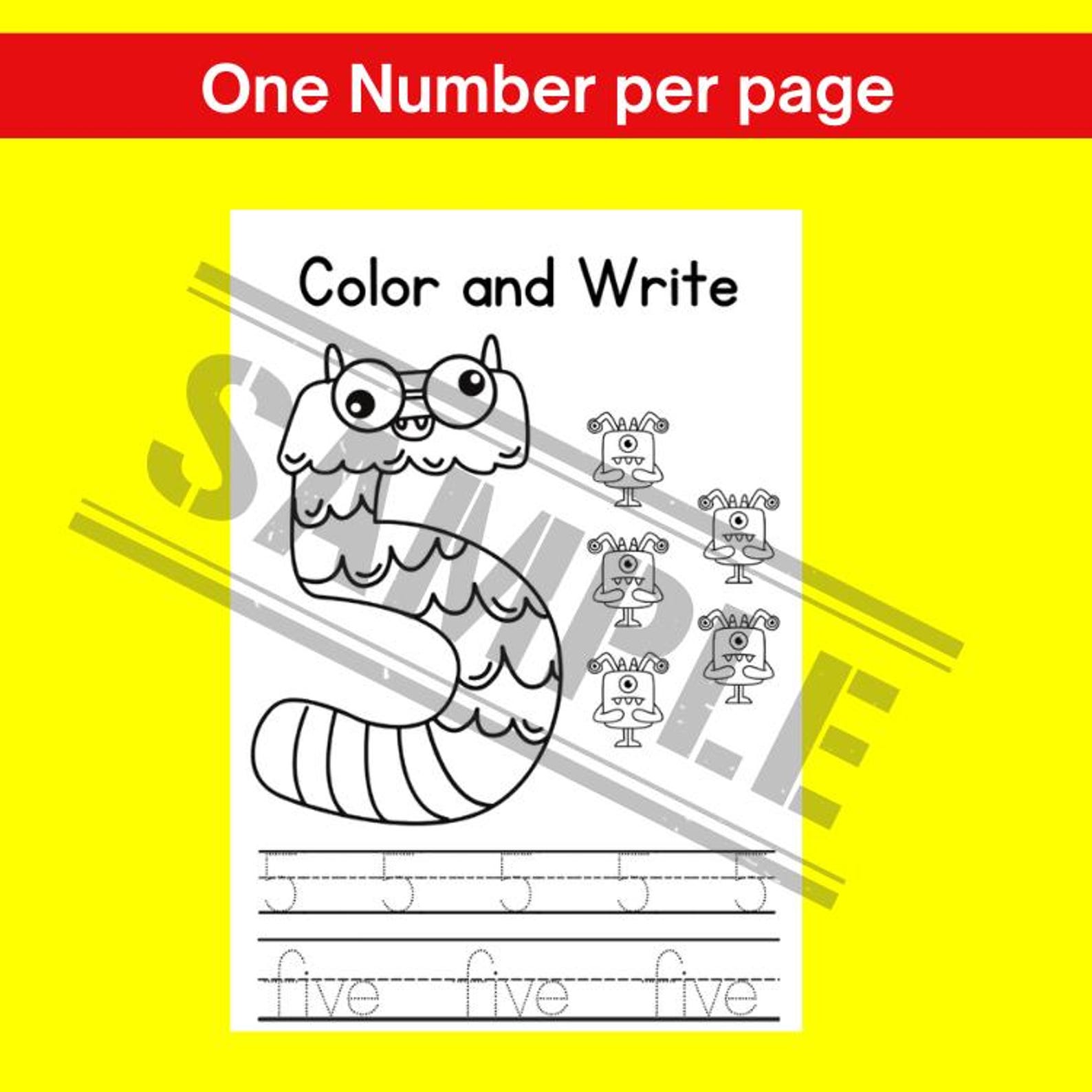 Monster Alphabet & Number Coloring Pages: Preschool Phonics Worksheets ...