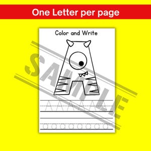 Monster Alphabet & Number Coloring Pages: Preschool Phonics Worksheets ...