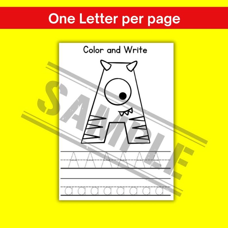 Monster Alphabet Coloring, Letter Formation Letter Tracing Monster ...