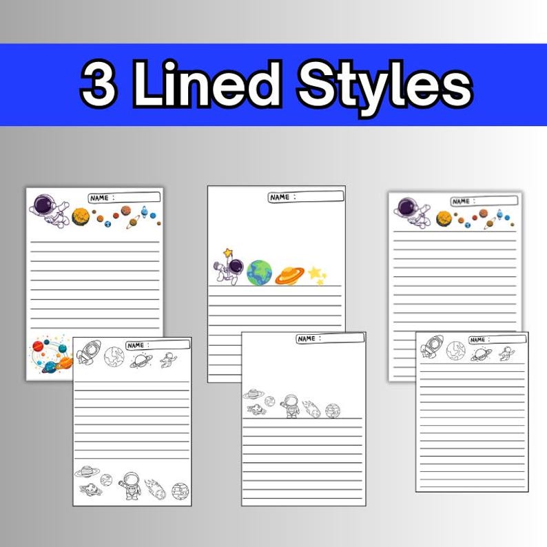 Space Writing Paper: Lined, Squared & Drawing Paper (digital Download ...