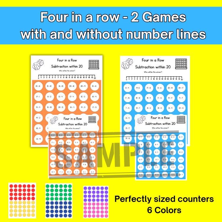 Subtraction Games: Snakes & Ladders, Connect 4 - Math Fact Fluency - Etsy