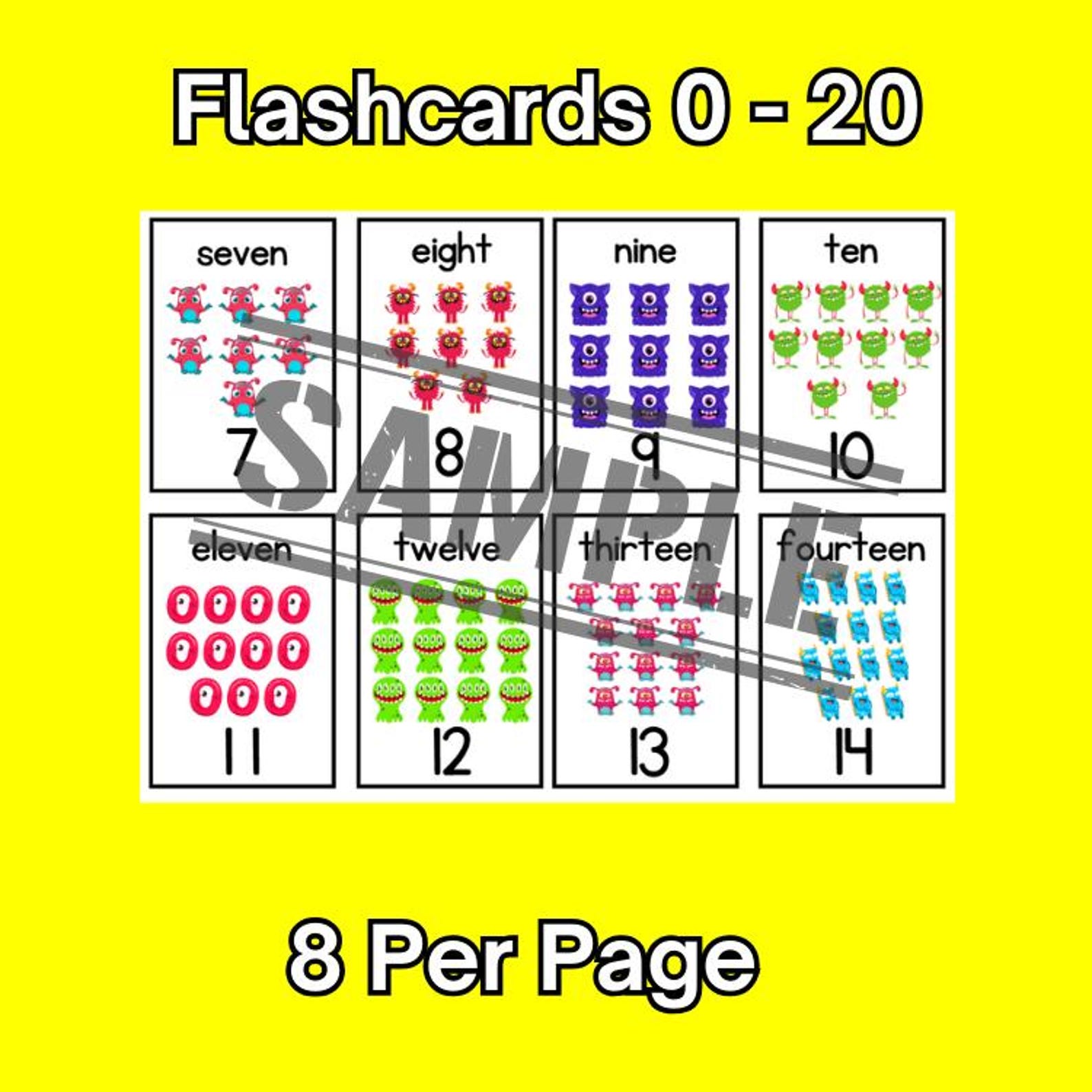Monster Numbers to 20 Poster: Math Flashcards (digital Printable) - Etsy