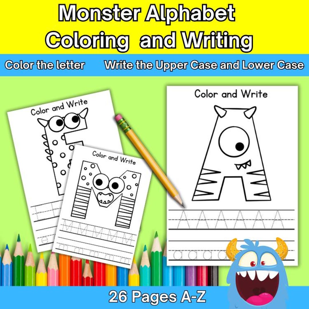 Monster Alphabet Coloring Pages: Letter Tracing, Formation Worksheets ...