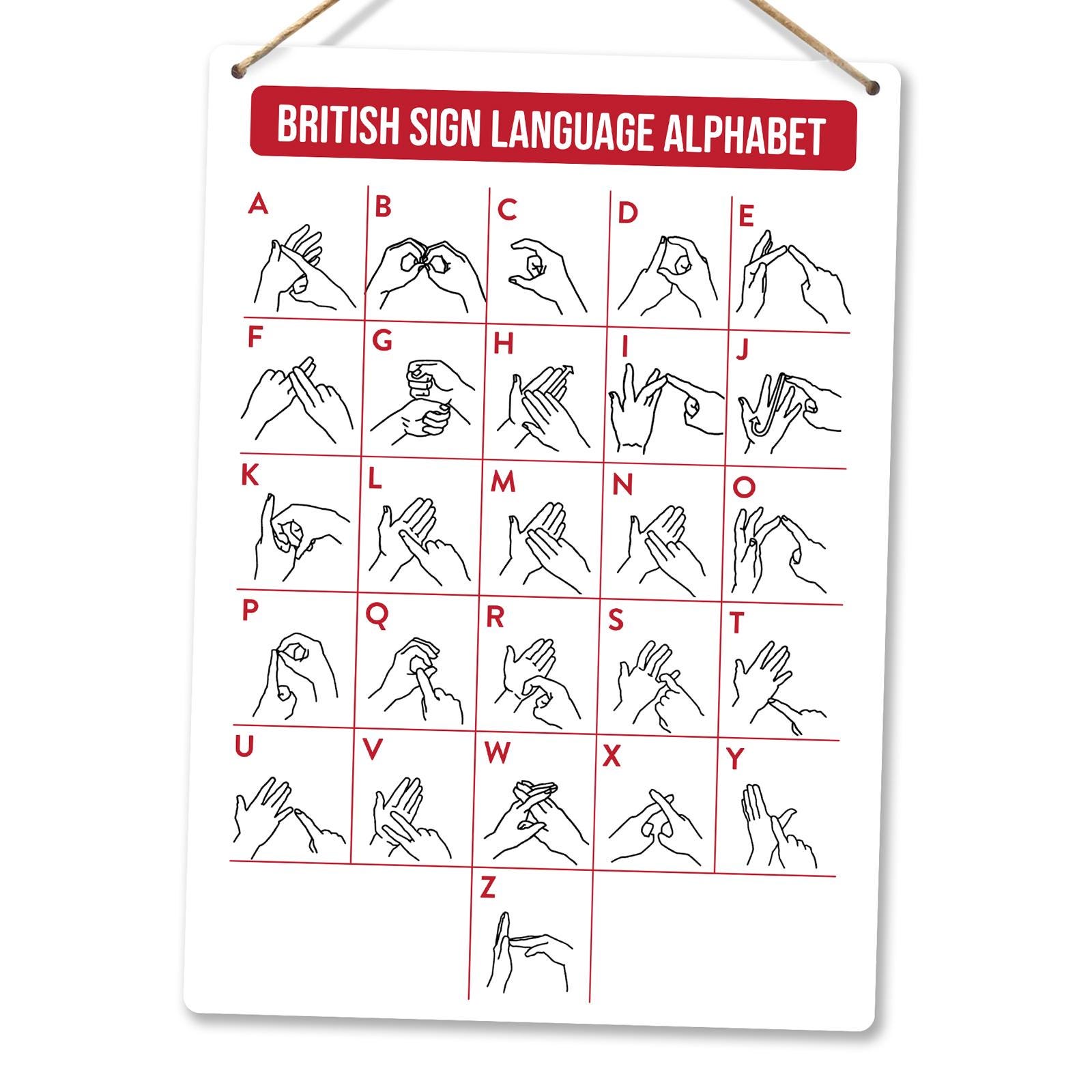 British Sign Language Chart | Custom Printed Premium Metal Plaque/sign ...