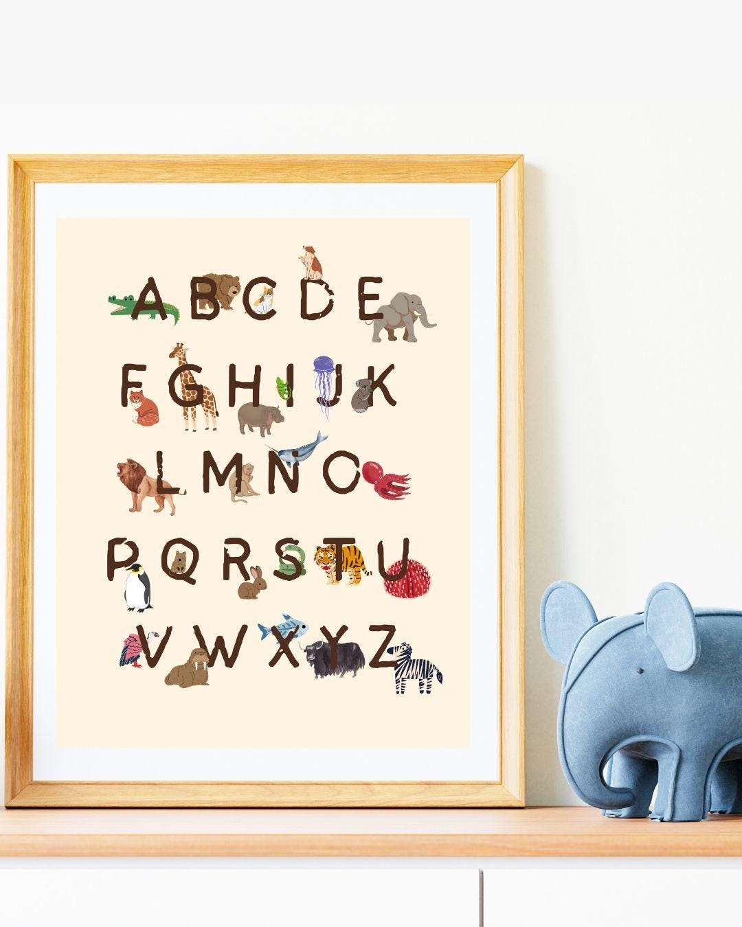 Kids Educational Poster, ABC Animal Alphabet Poster, Nursery Playroom ...