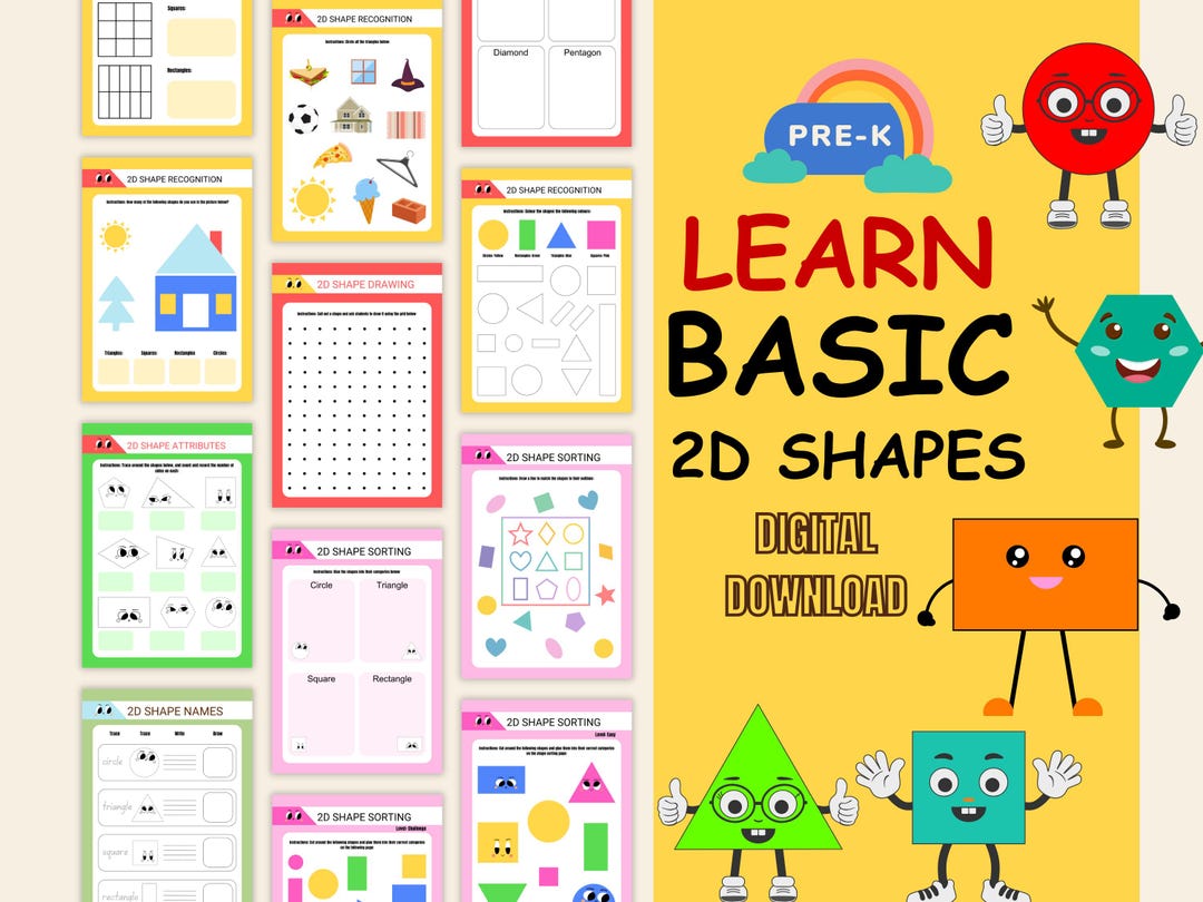 Basic Geometric Shapes Workbook, Fun Shapes Math Activities, Geometry ...