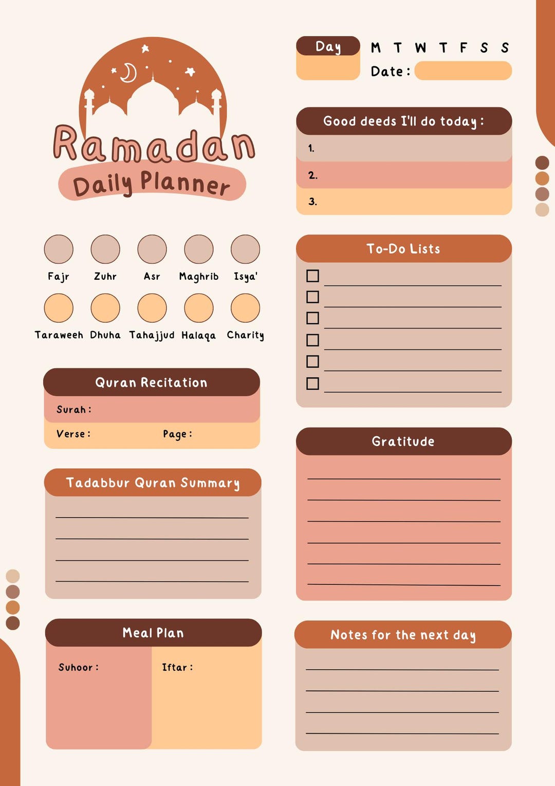 Ramadan Planner Printable , Ramadan Planner, Aesthetic Planner, Muslim ...