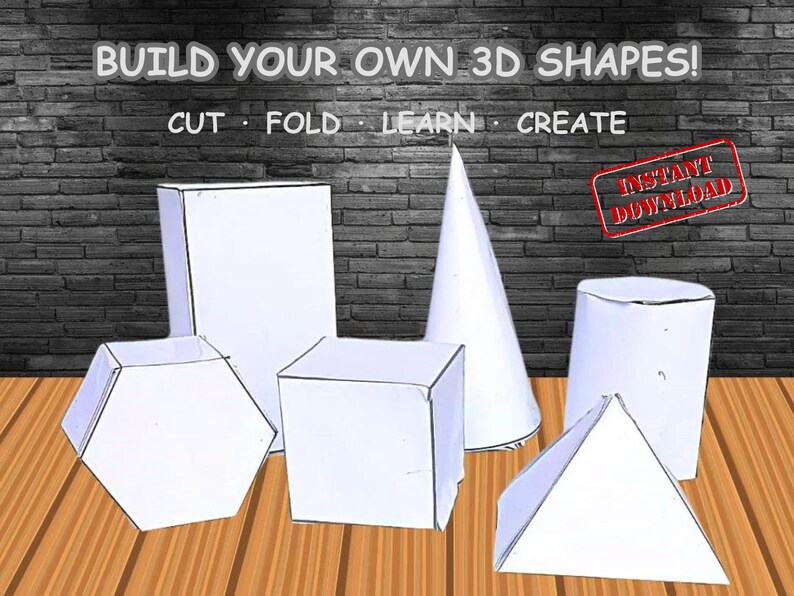 3D Shape Nets Printable PDF Montessori Geometry Activity and Homeschool ...