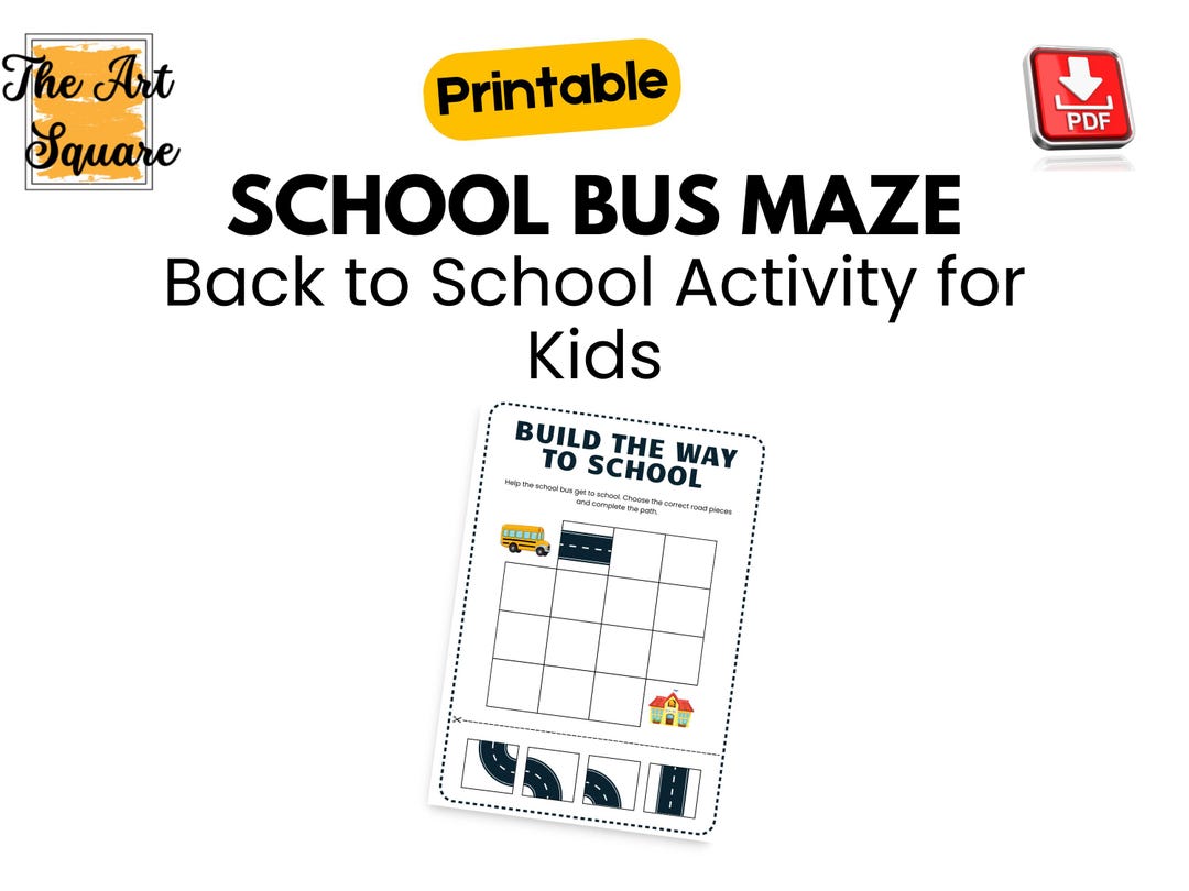Printable School Bus Maze | Toddler Maze Puzzle PDF | Build the Way to ...