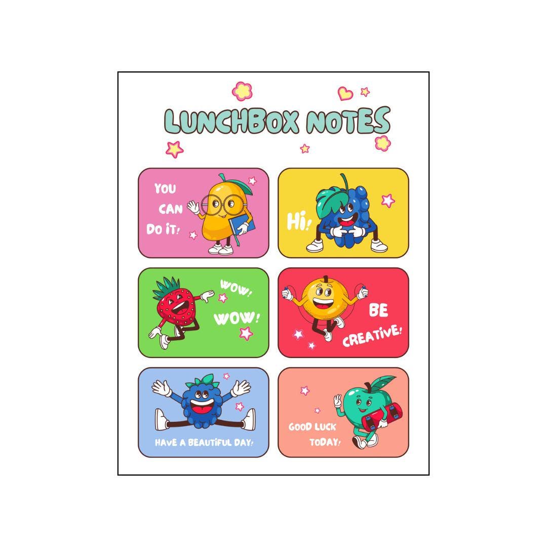 50+ Motivational Lunch Box Notes | Printable Kids Encouragement Cards ...