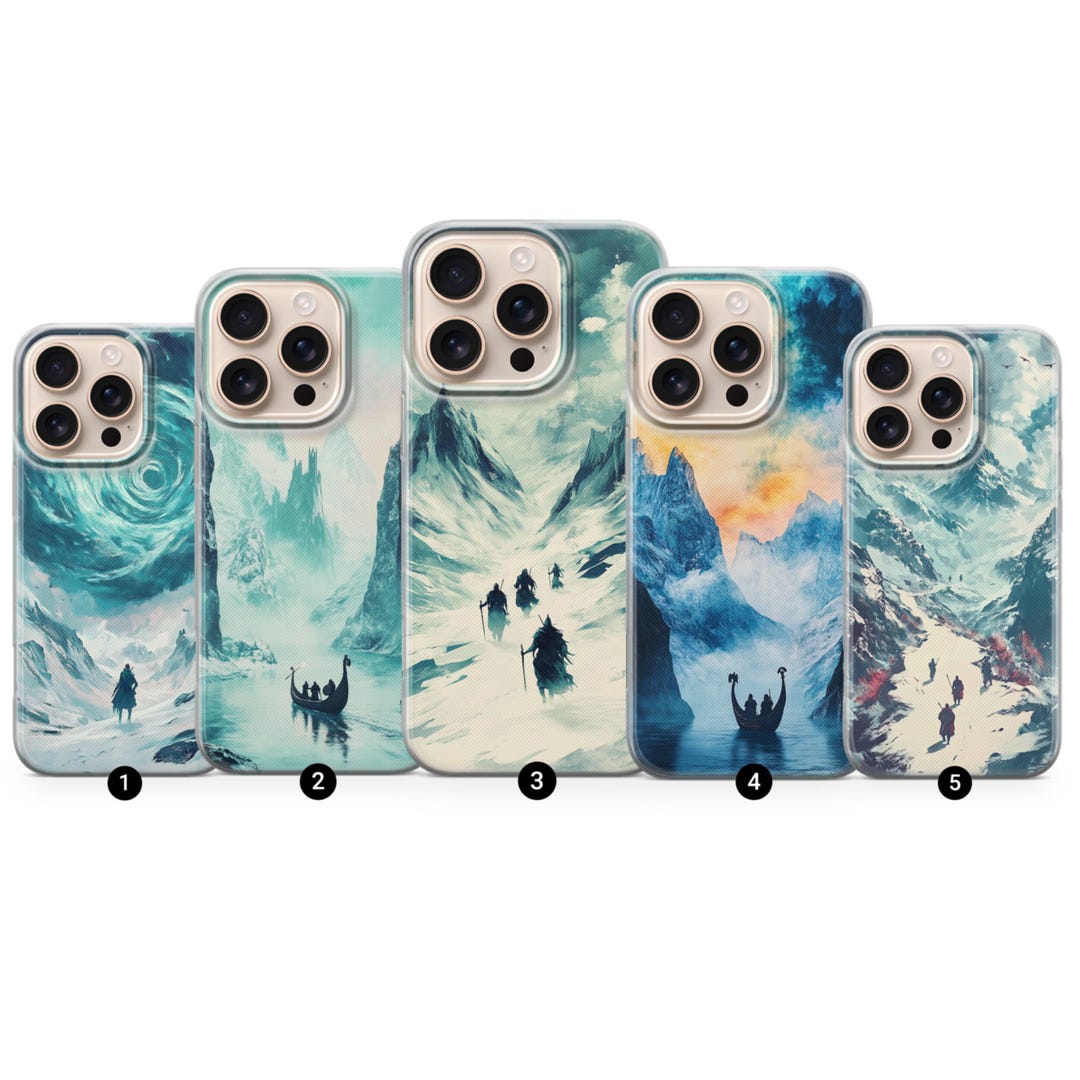Viking Phone Case – Norse Mythology Art, Nordic Mountains, Polar Night ...