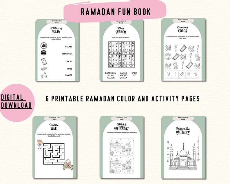 Ramadan Activity Book Eid Printable Islamic Acitivities Digital ...