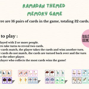 Ramadan Themed Memory Game, Game Cards, Islamic Game, Educational ...