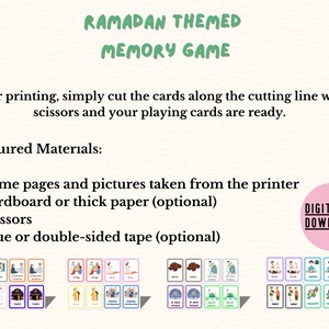 Ramadan Themed Memory Game, Game Cards, Islamic Game, Educational ...