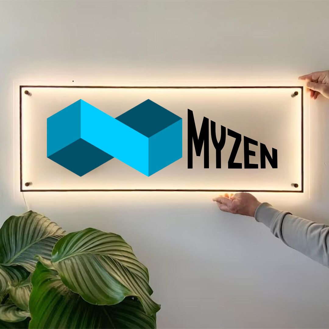 Backlit Custom Acrylic LED Business Logo Sign | Rectangular 3D Acrylic ...