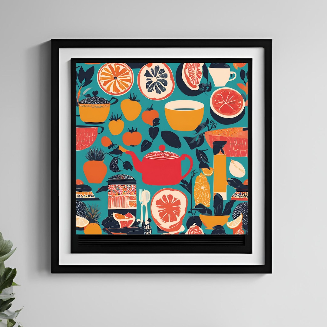 Retro Kitchen Print, Modern Kitchen Art, Retro Poster, Digital Download ...