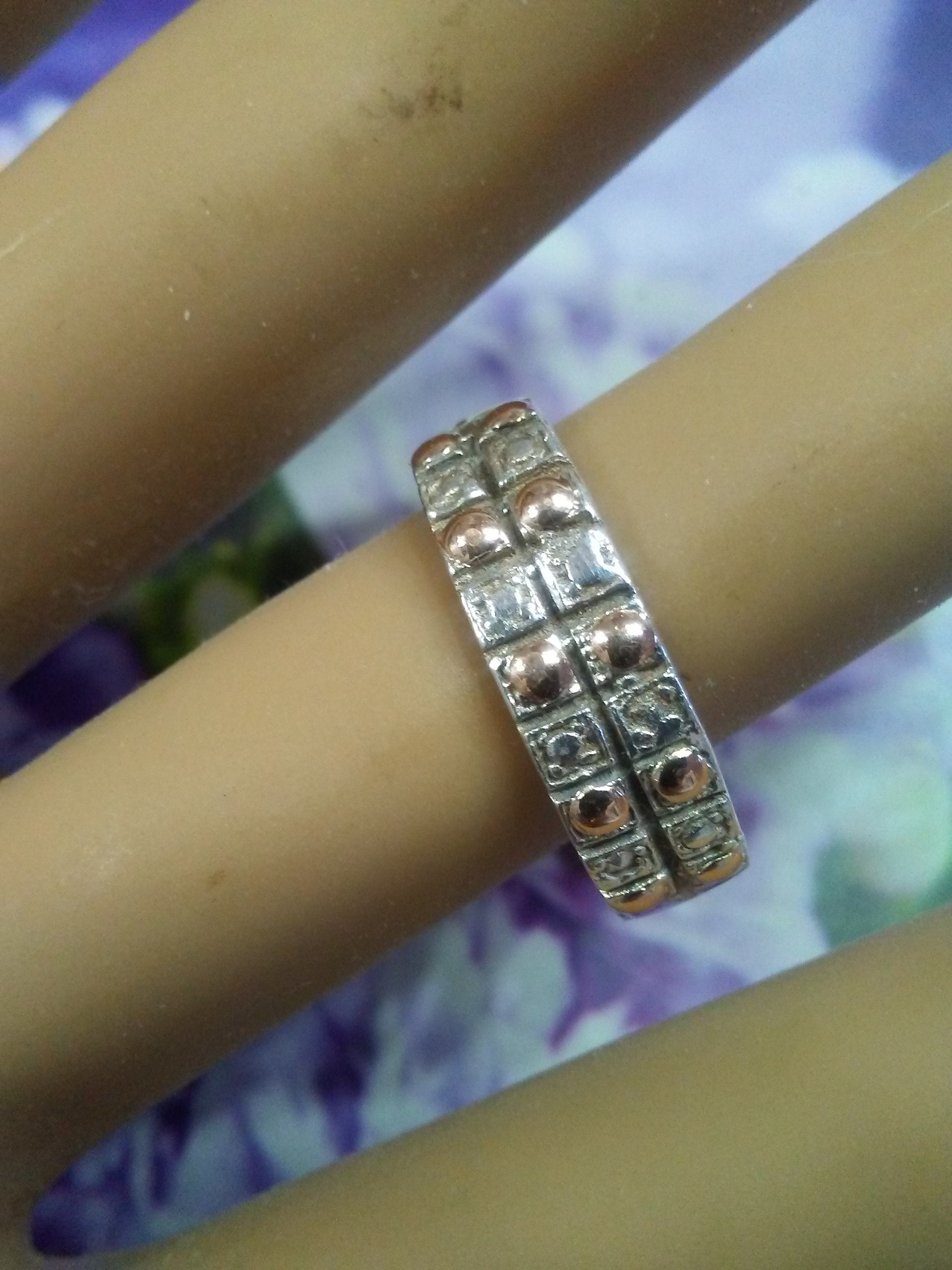 Pretty 950 Sterling Silver 18K Gold Unisex Band Ring-size 7 - Etsy