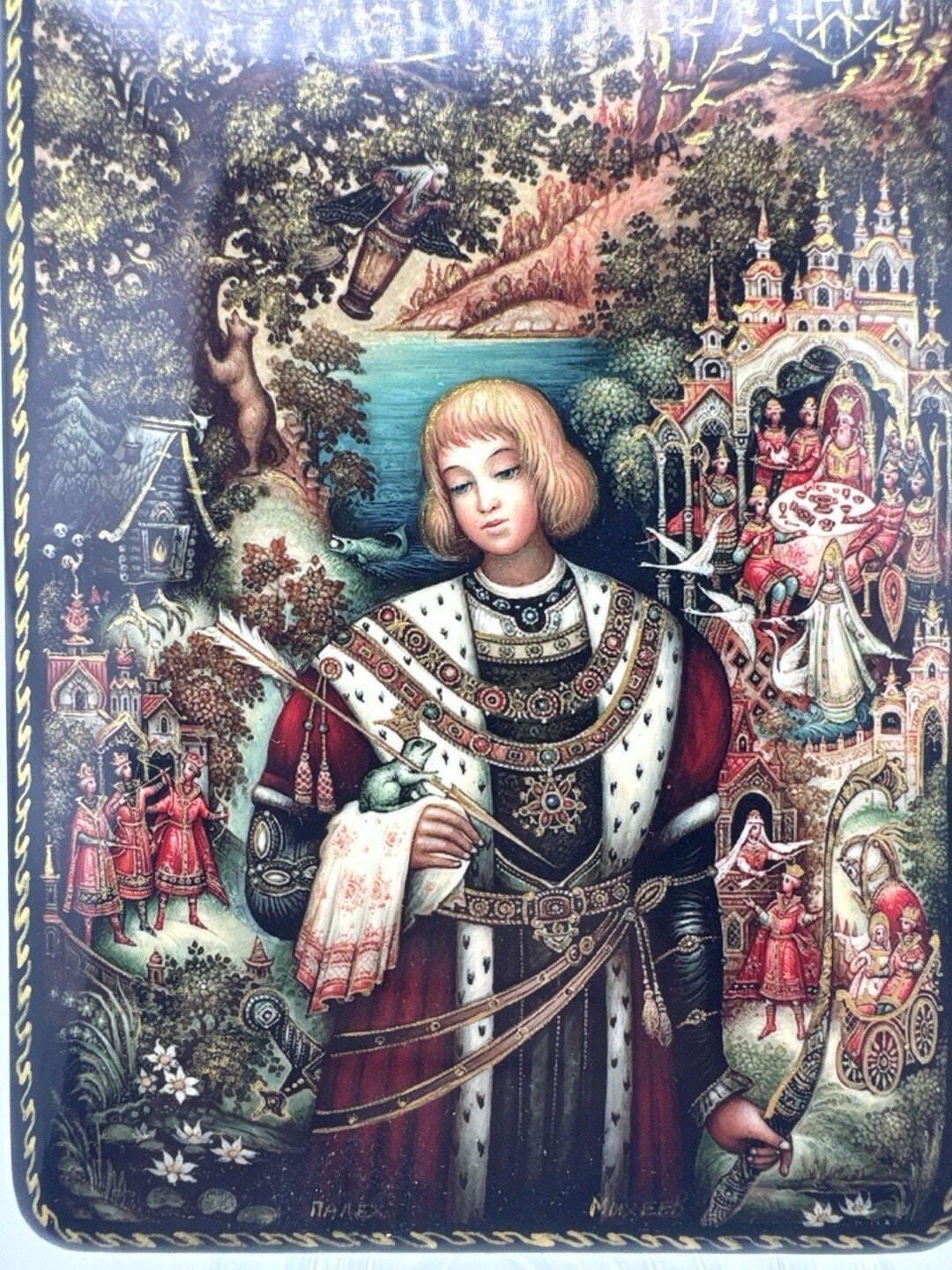 Large Palekh Russian Lacquer Box “ivan Tsarevich, the Firebird &the ...