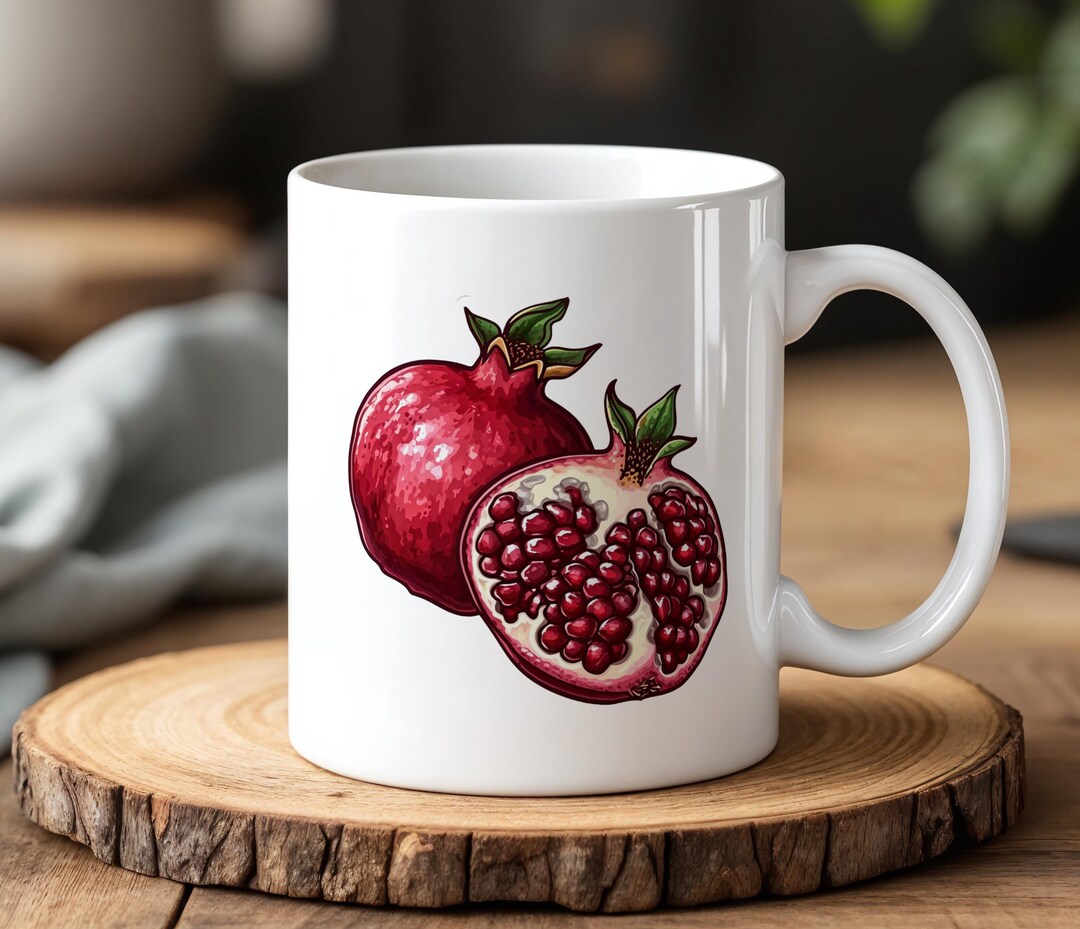 Pomegranate Mug 330ml Fruit Coffee Cup Cute Red Nar Design Healthy ...