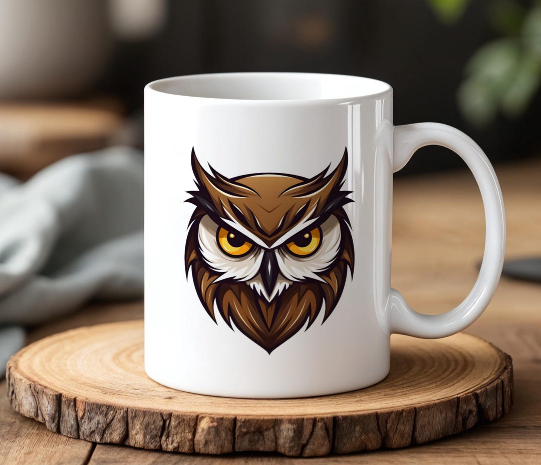 330 Ml Owl Mug Fierce Owl Face Ceramic Coffee Cup Animal Lover Wildlife ...