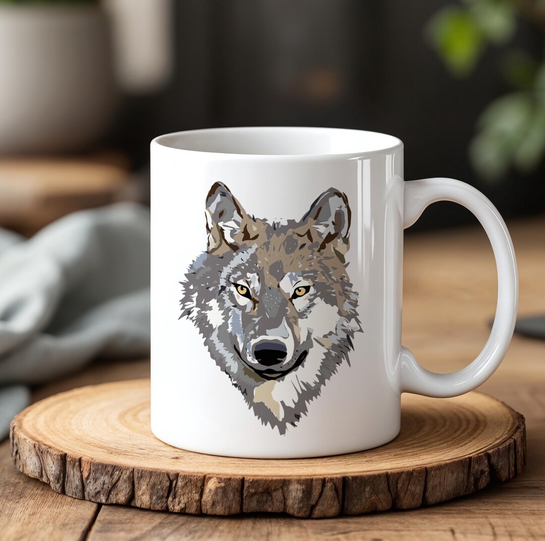 Wolf Mug 330ml Fierce Wolf Head Design Animal Lover Coffee Cup Forest ...