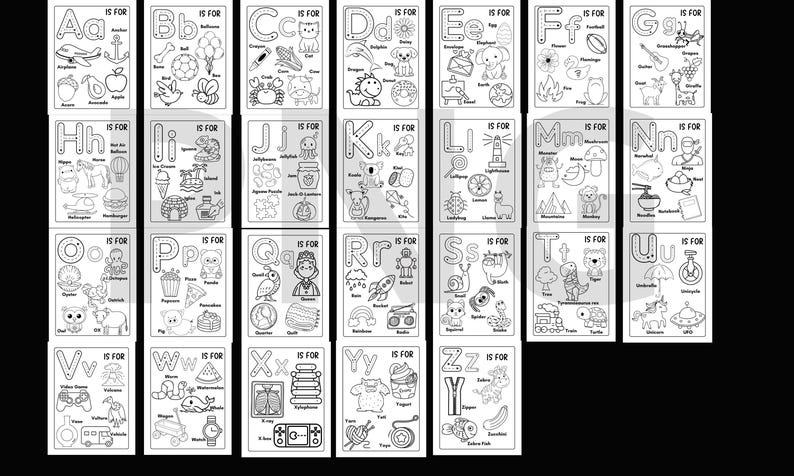 Alphabet Coloring Pages 26 Pages Adult Printable Instant Download PDF ...
