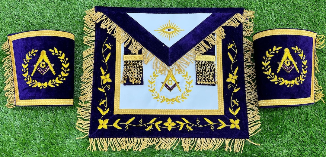 Masonic Grand Lodge Master Mason 100% Lambskin Apron With Matching ...
