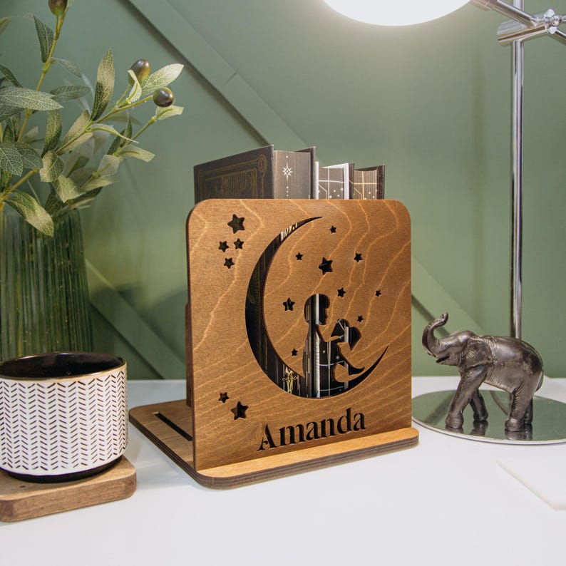 Perforated Book Stand Holder With Name, Custom Book Nook, Unique Gift ...