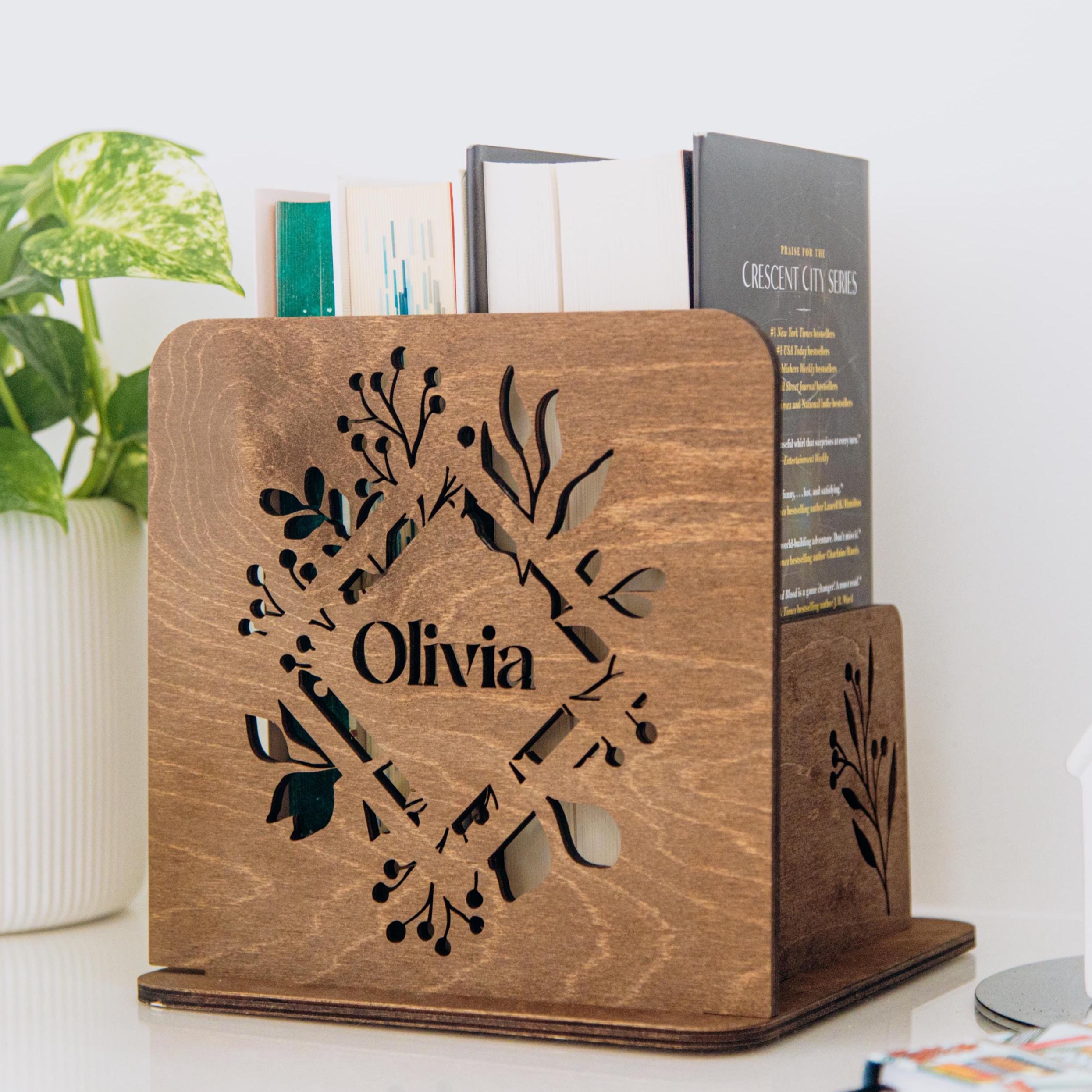 Perforated Book Stand Holder With Name, Custom Book Nook, Unique Gift ...