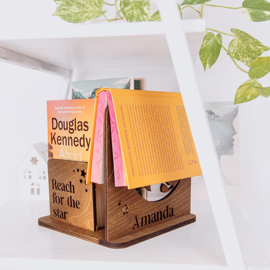Wooden Book Valet Tray, Wood Nightstand Book Page Holder, Gift for Book ...