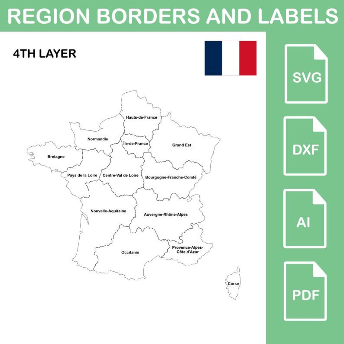 France Puzzle Map - Laser Cut Files (svg, Dxf, Pdf, Ai) - Etsy