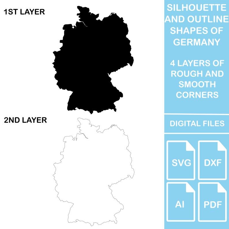 Germany Map Outline Silhouette, Laser Cut Files (svg, Dxf, Ai, Pdf) - Etsy