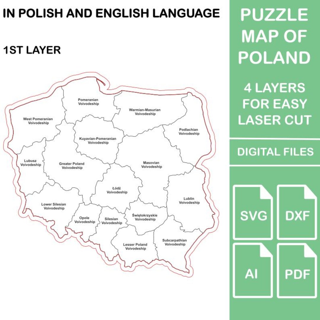 Poland Puzzle Map, Laser Cut Files (svg, Dxf, Ai, Pdf) - Etsy