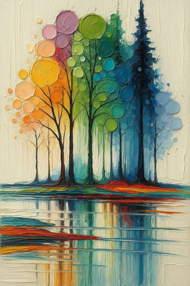 Colorful Trees Abstract Wall Art, Eclectic Printable (digital Download ...