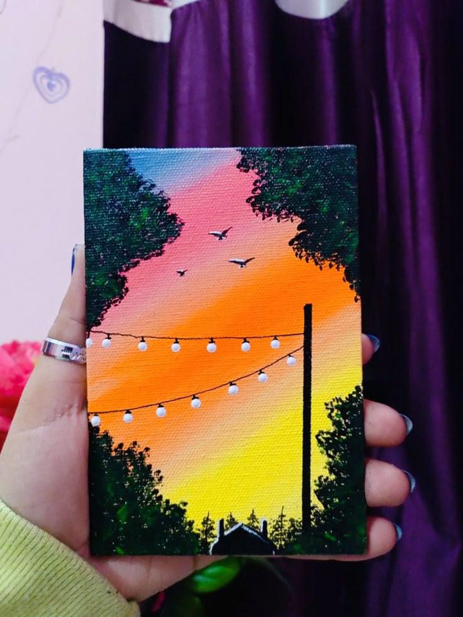 Printable Sunset Scene on Canvas, Summer Sunset Background, Digital ...