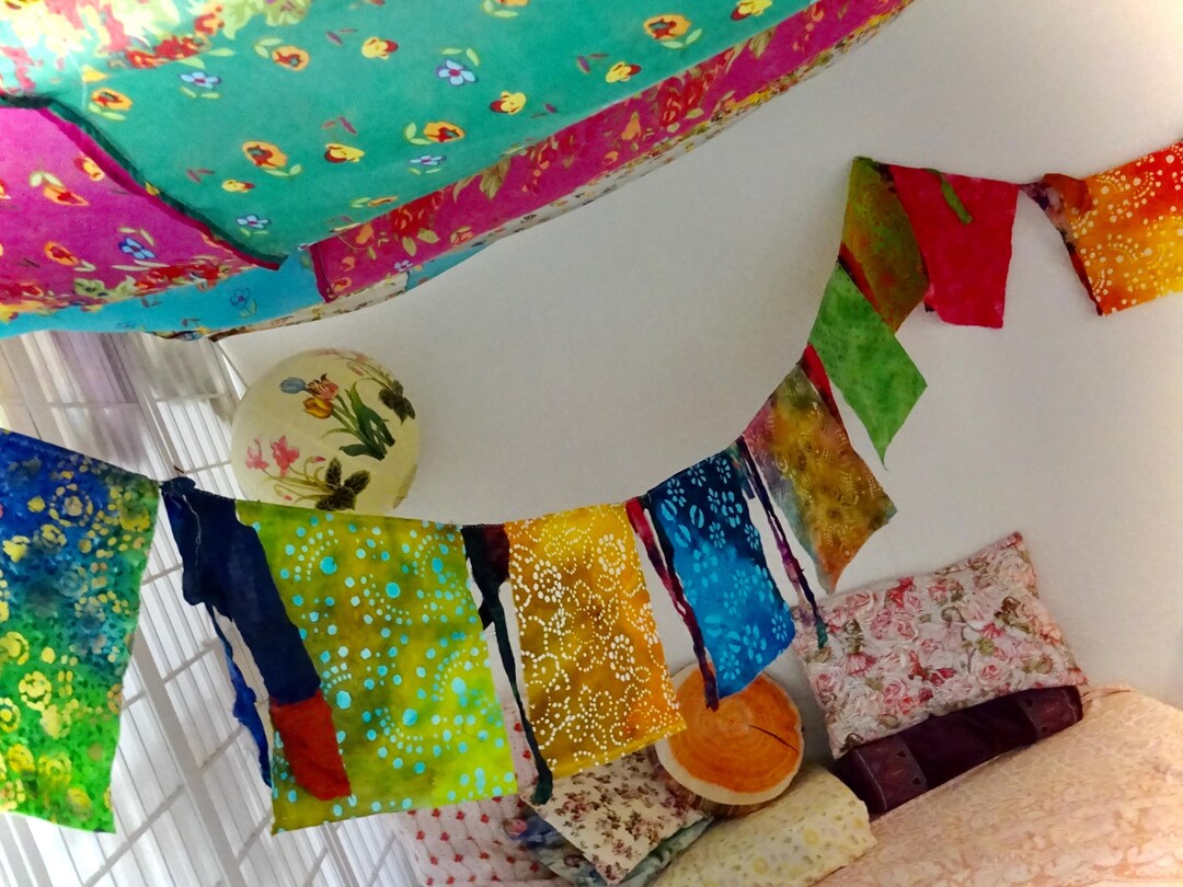Bunting Flags 10 Feet Inside/outside Colorful Batik Fabric Birthday ...