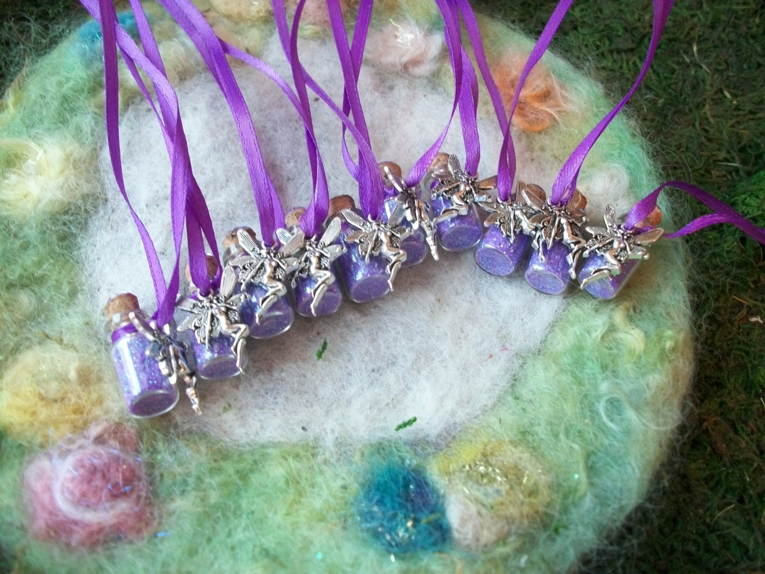 Fairy Party Favors 10 Purple Glitter Faerie Necklace Purple | Etsy